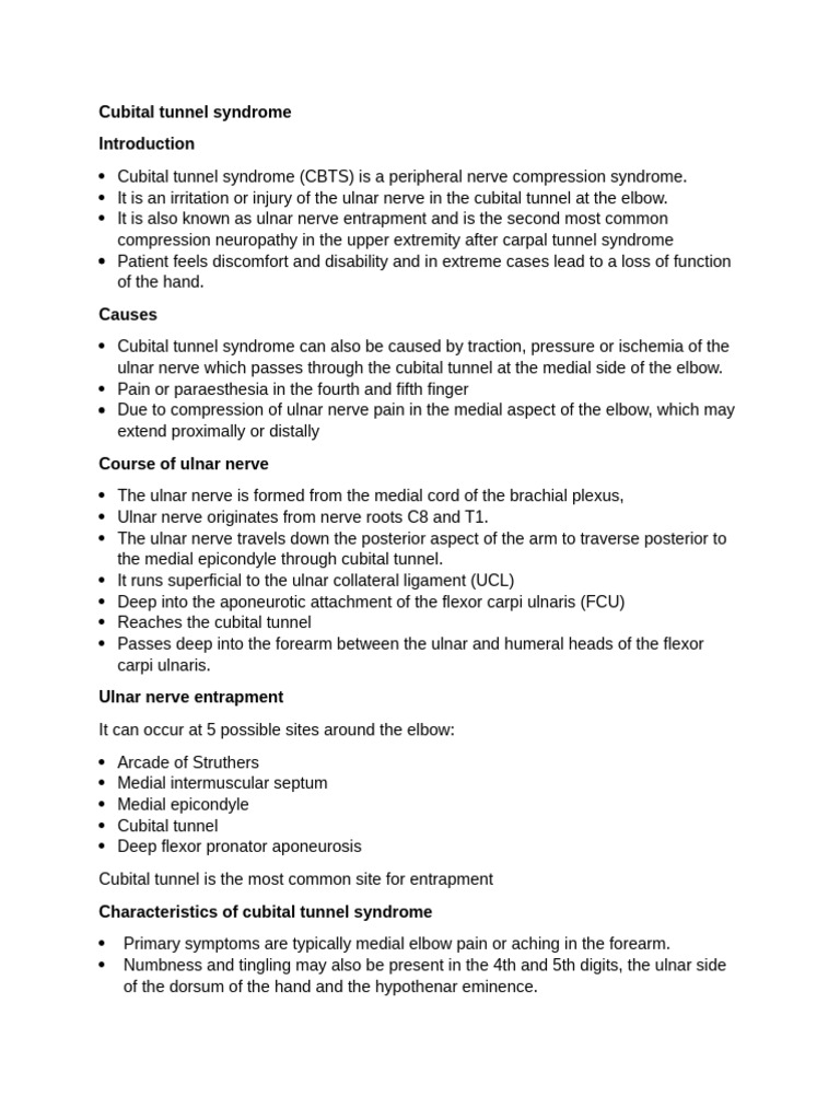 Cubital Tunnel Syndrome | PDF