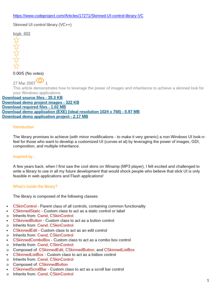 Skinned UI Control Library (VCPP) | PDF | C++ | Computing