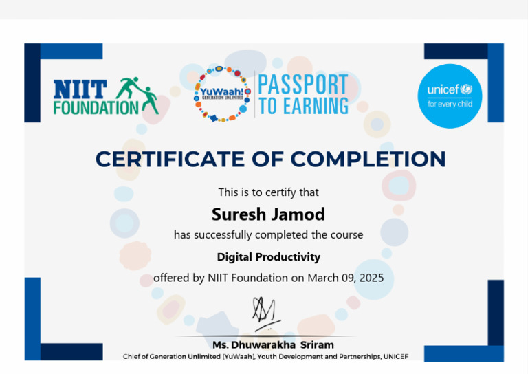 Unicef Certificate | PDF