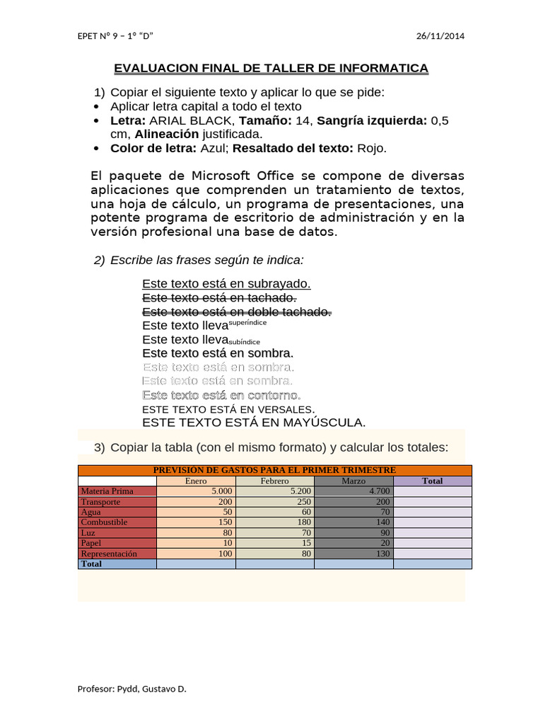 EVALUACION FINAL Informatica 1 | PDF