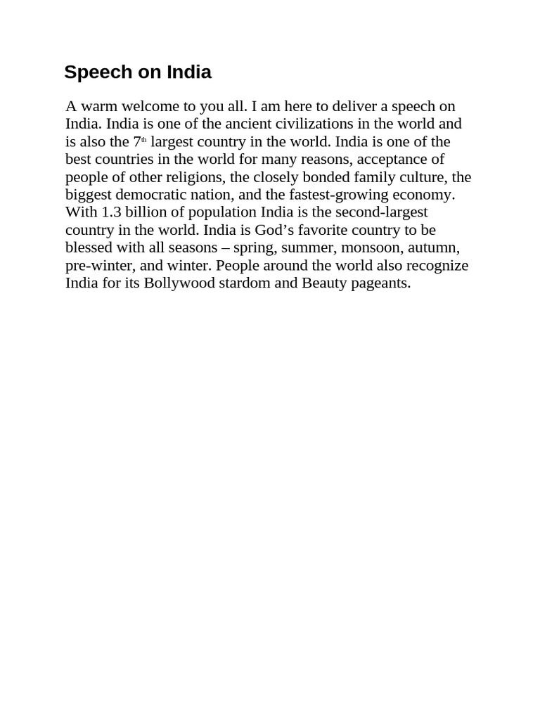 Speech on India | PDF