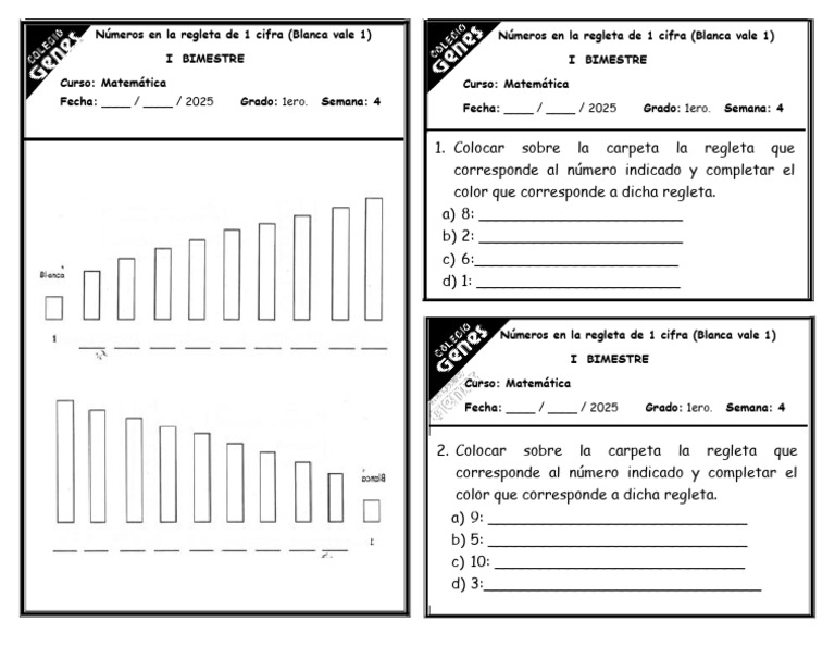 1° Grado Regletas 4ta Semana | PDF
