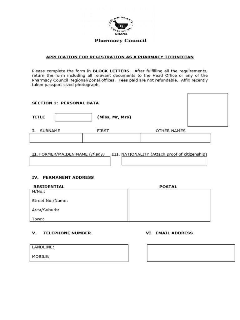 Revised Application Forms For The Registration of Pts | PDF | Pharmacy ...