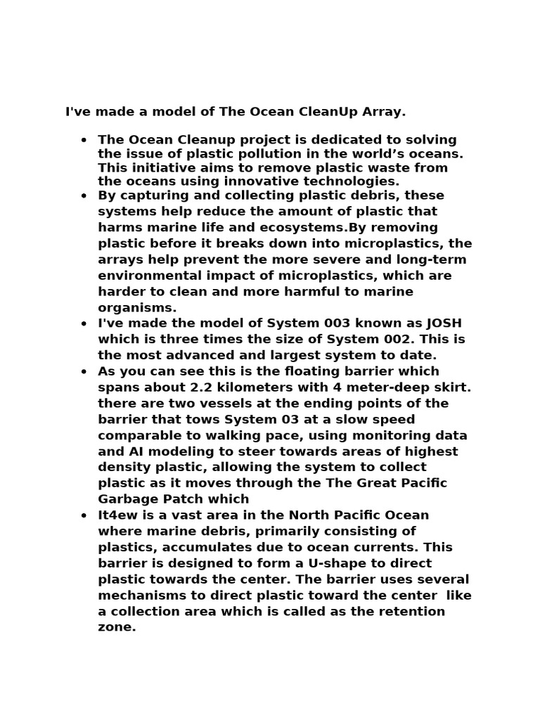 Ocean Cleanup Model: System 003 Overview | PDF