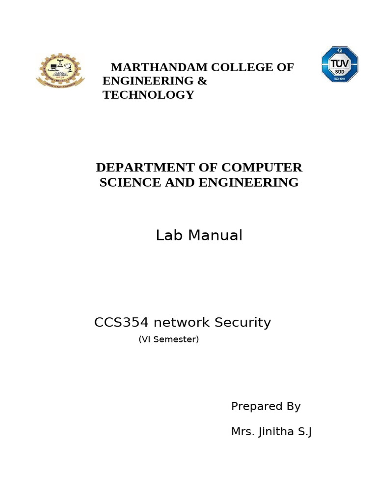 Ccs354-Network Security Lab | PDF | Internet Protocol Suite | Internet Protocols