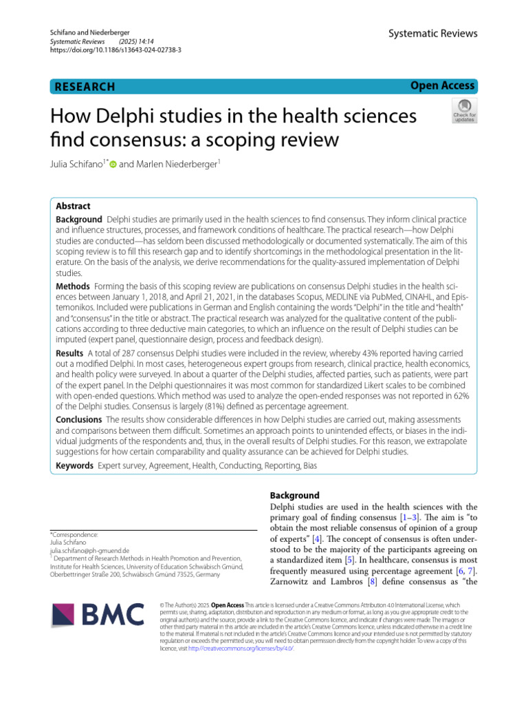 How Delphi Studies in The Health Sciences Find Consensus: A Scoping ...