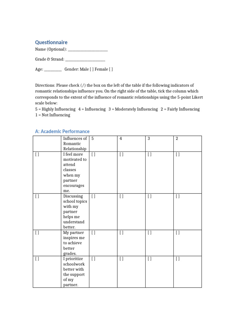 Questionnaire With 40 Questions | PDF | Cognition | Psychology
