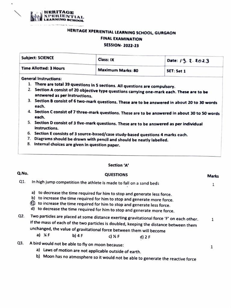 Ge Science Final Exam Paper Grade 9 | PDF | Force | Sound