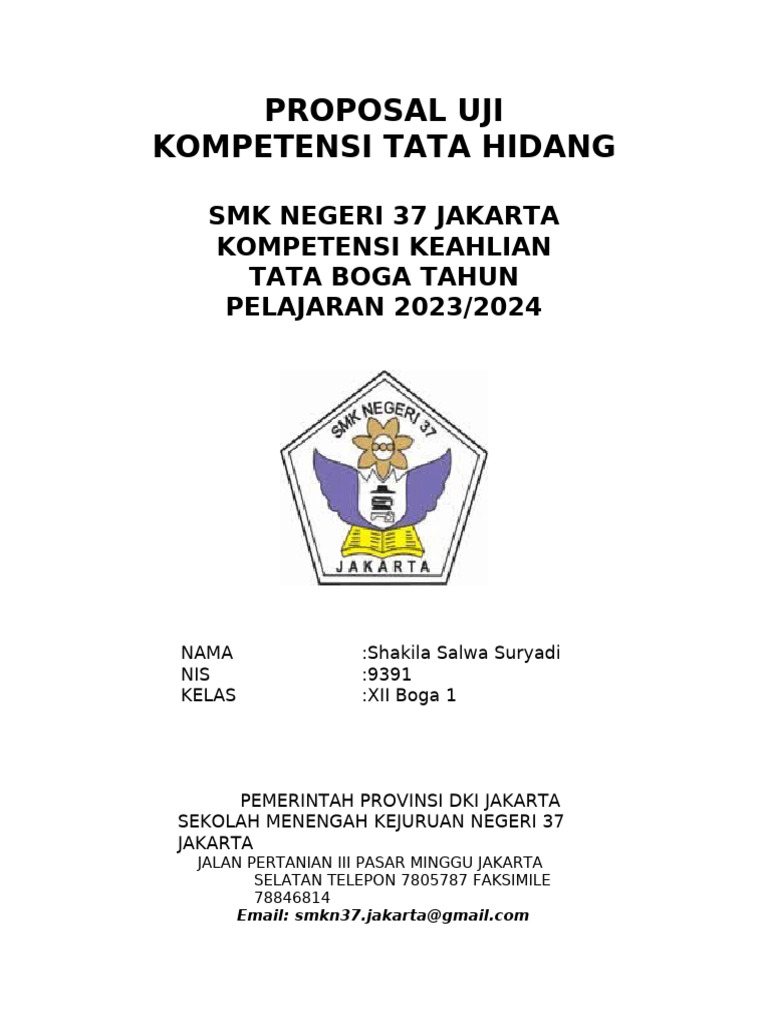 Proposal Uji Kompetensi Tata Hidang 2023 | PDF