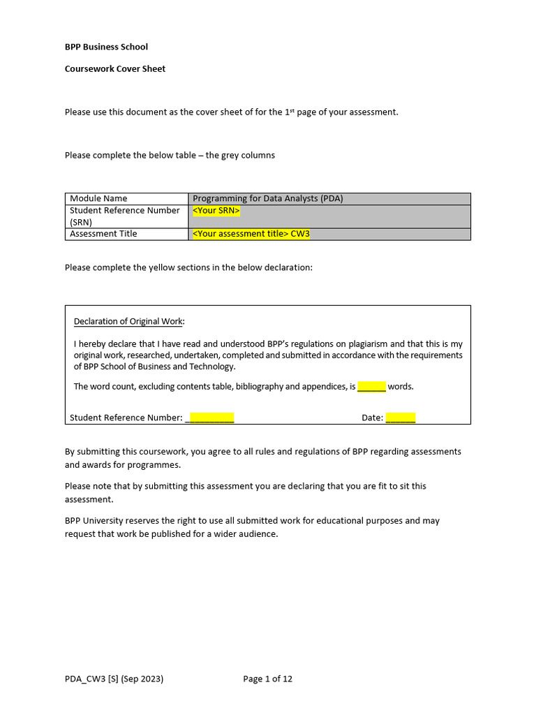 PDA - Summative Assessment - CW3 | PDF | Data Analysis | Data