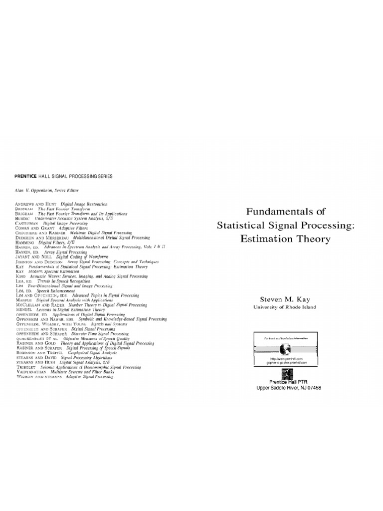 Fundamentals of Statistical Signal Processing | PDF | Signal (Electrical Engineering ...