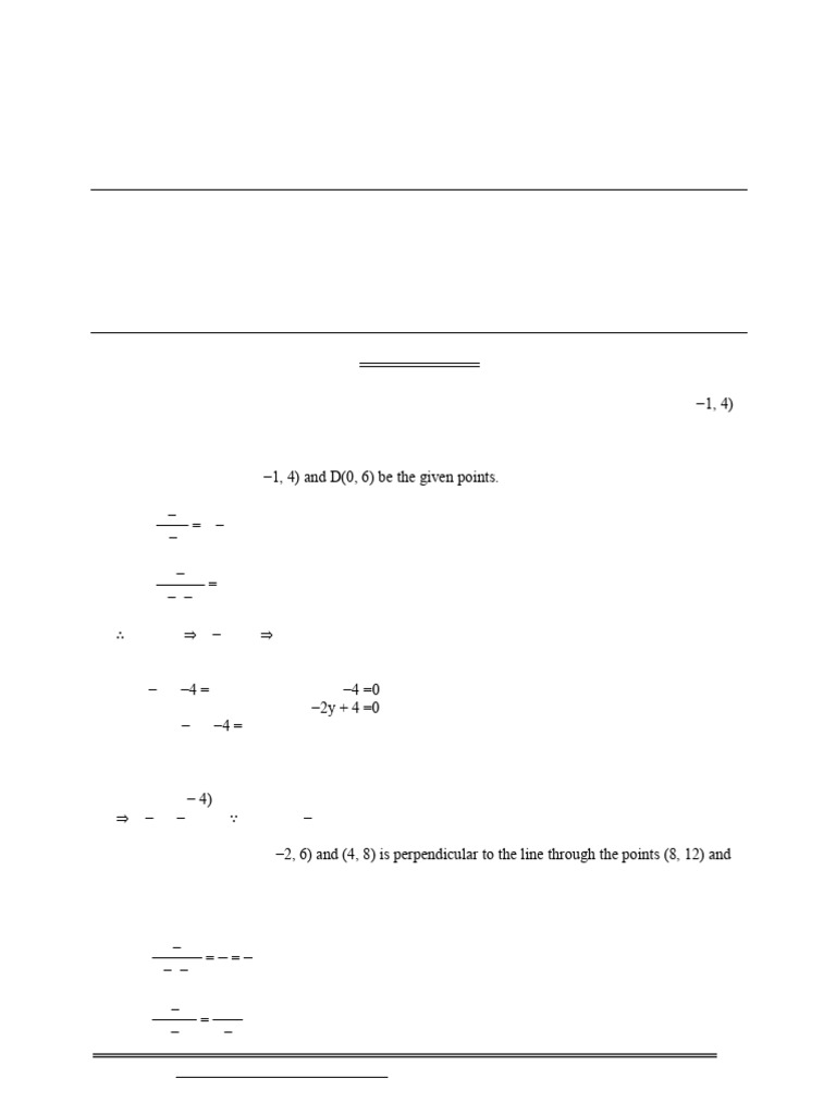 Maths Class Xi Straight Lines and Conic Sections Practice Paper 09 ...