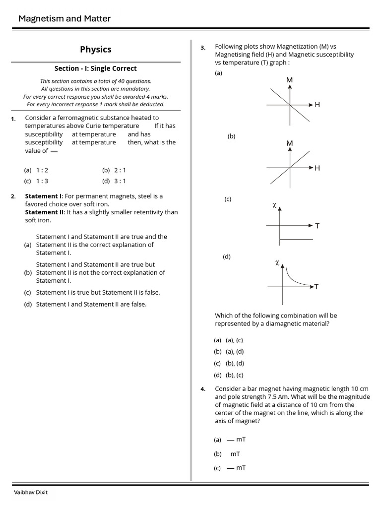 Magnetism_and_Matter - NCERT BASED | PDF | Magnetism | Ferromagnetism
