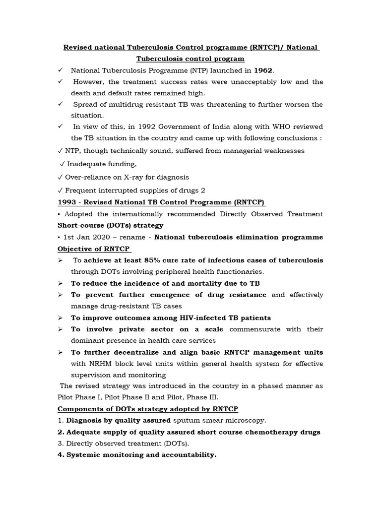 National TB Control Program | PDF | Tuberculosis | Medical Humanities