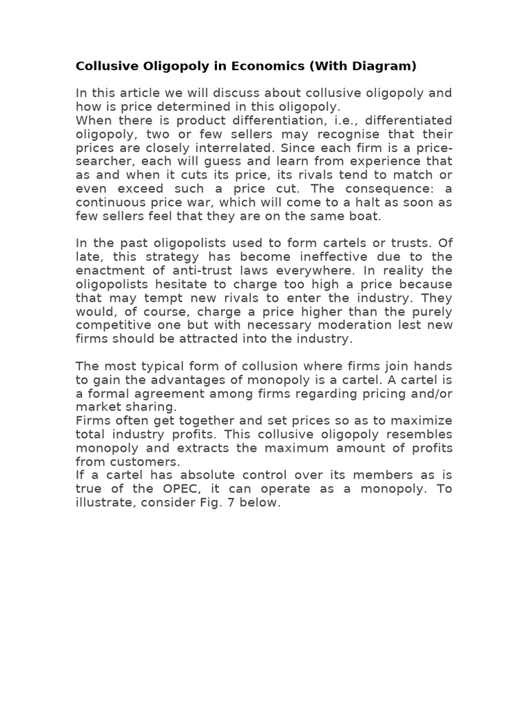Collusive Oligopoly in Economics | PDF | Oligopoly | Profit (Economics)