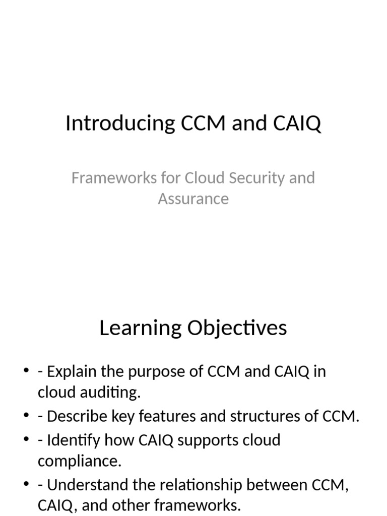 Introducing CCM and CAIQ | PDF
