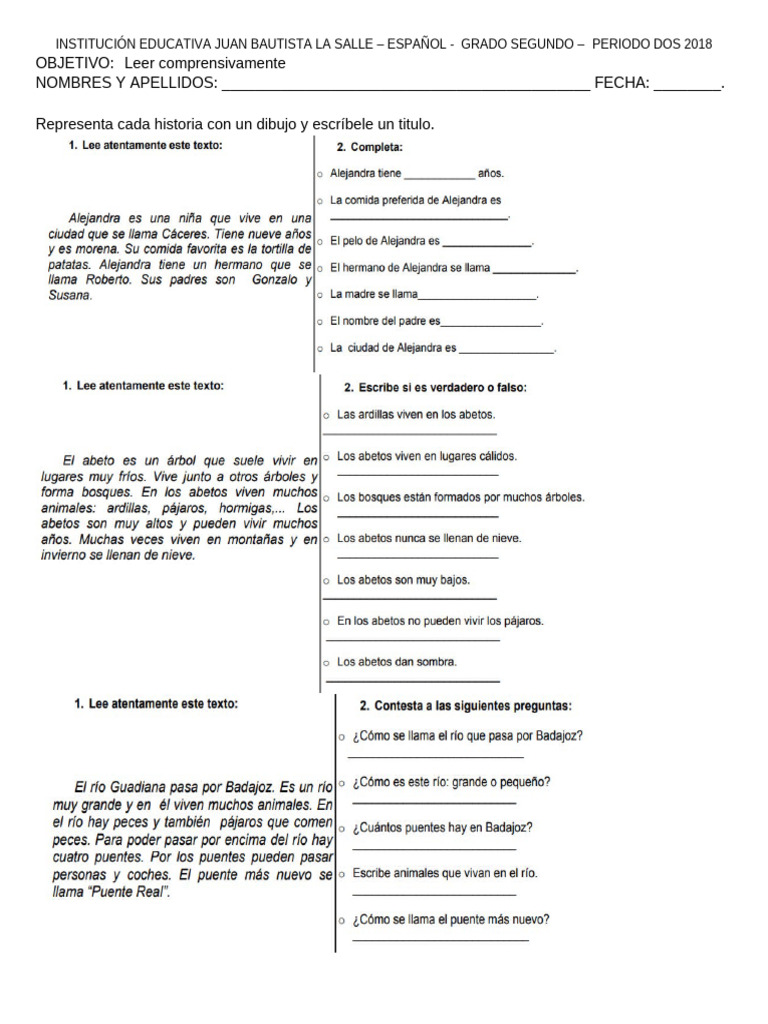 07-06-18 - Ejercicios de Comprensión Lectora | PDF