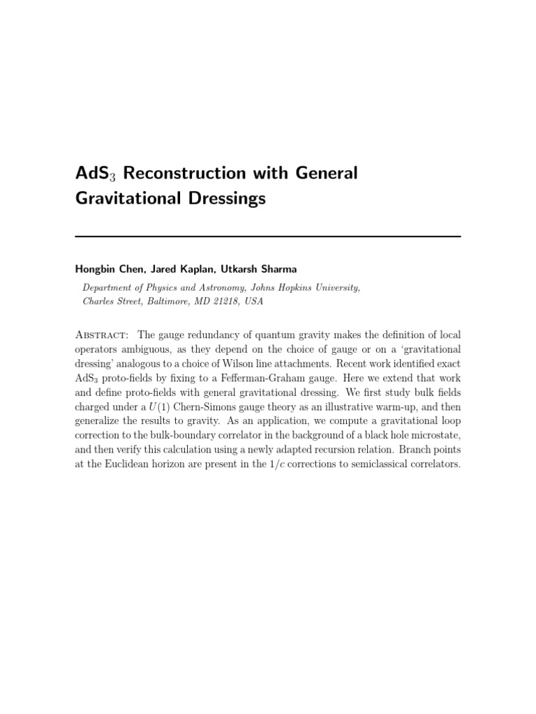 Ads Reconstruction With General Gravitational Dressings: Hongbin Chen ...