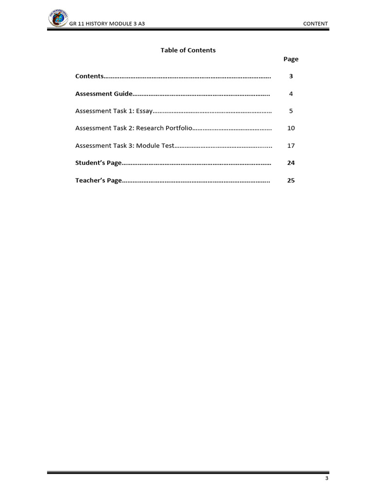 GR.11.3 History Assessment Book | PDF | Essays | World War I