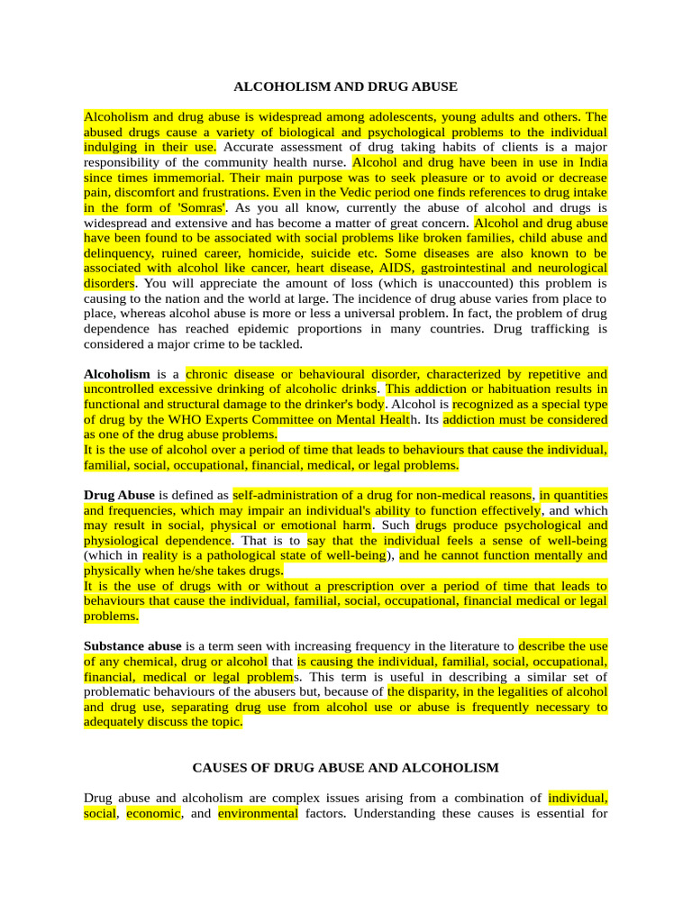 Causes and Consequences of Substance Abuse | PDF | Substance Abuse ...