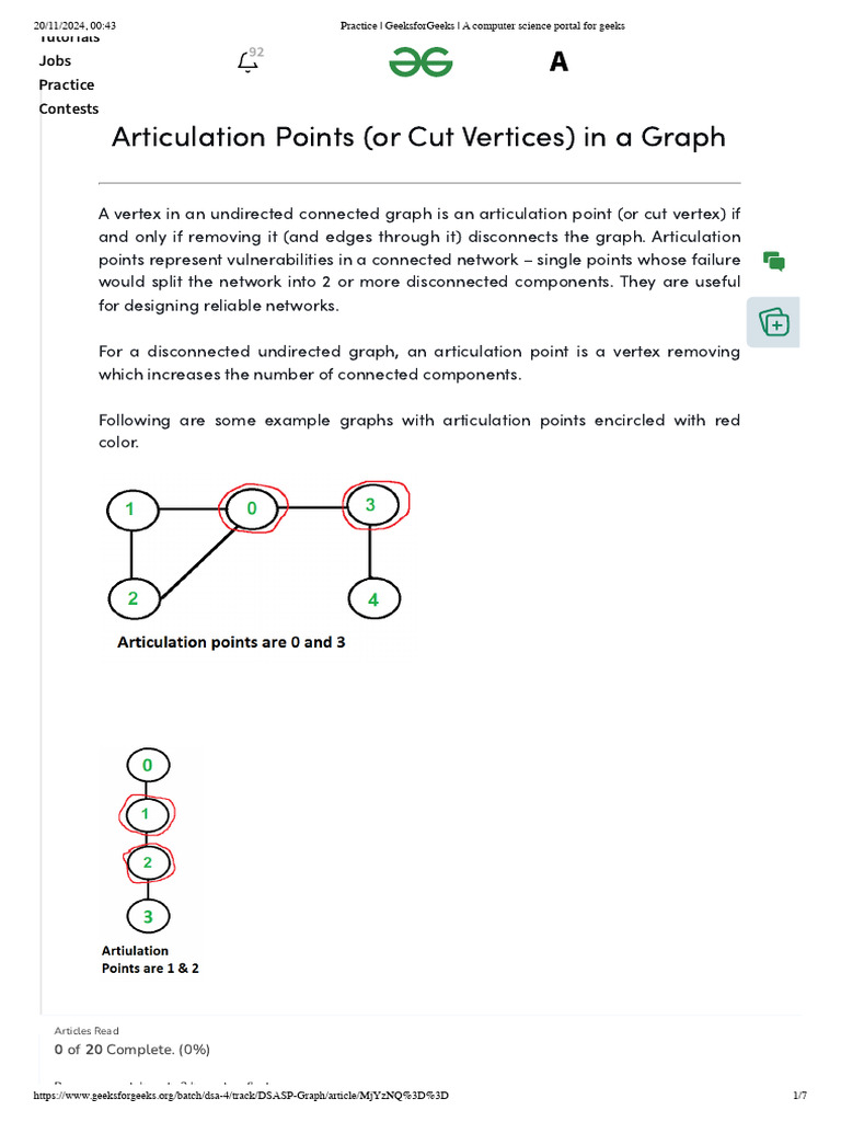 Articulation Point Logic | PDF | Vertex (Graph Theory) | Algorithms And Data Structures