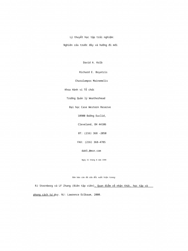 Experiential Learning Theory | PDF