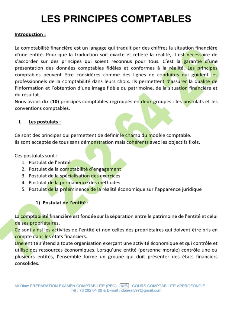Etude sur les principes comptables | PDF