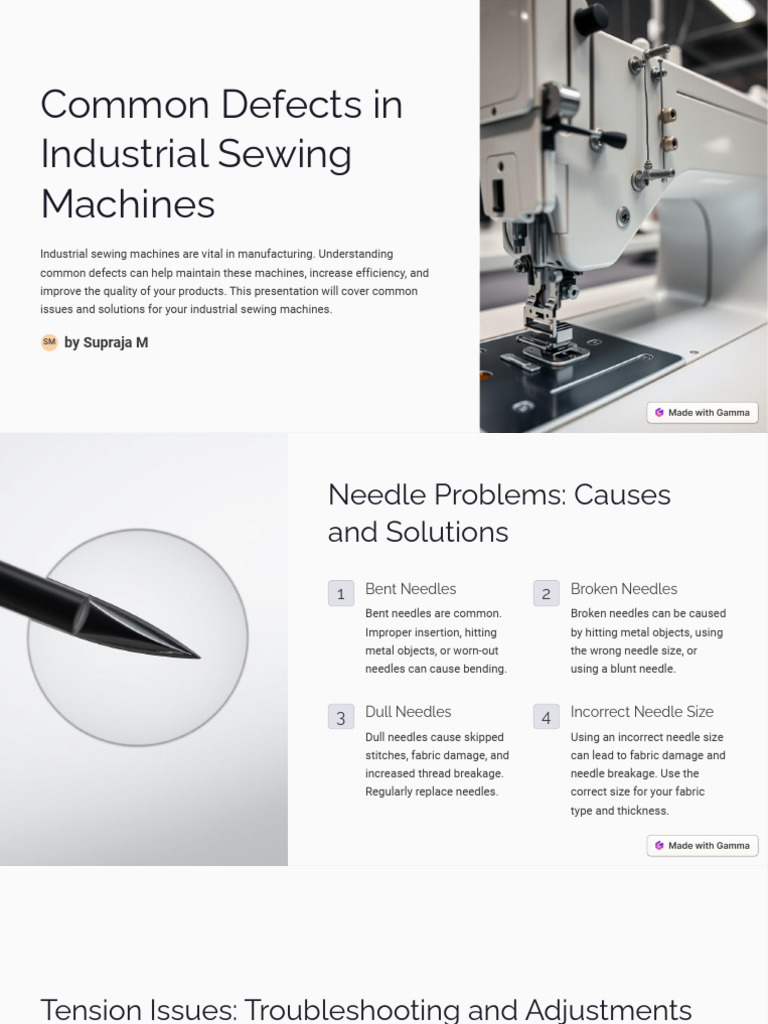 Common Defects in Industrial Sewing Machines | PDF | Sewing Machine ...