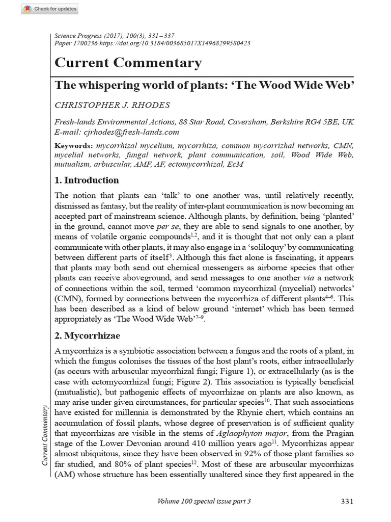 Rhodes 2017 The Whispering World of Plants The Wood Wide Web | PDF ...