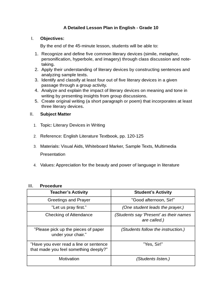 LP A Detailed Lesson Plan Group 2 (Revised) | PDF | Metaphor | Lesson Plan