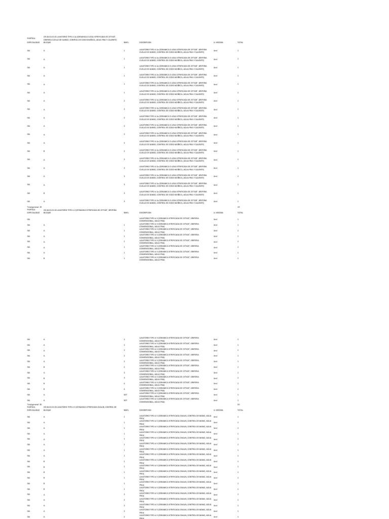 Metrados - Detallado de Revit - PDF | PDF | Tap (Válvula) | Acero ...