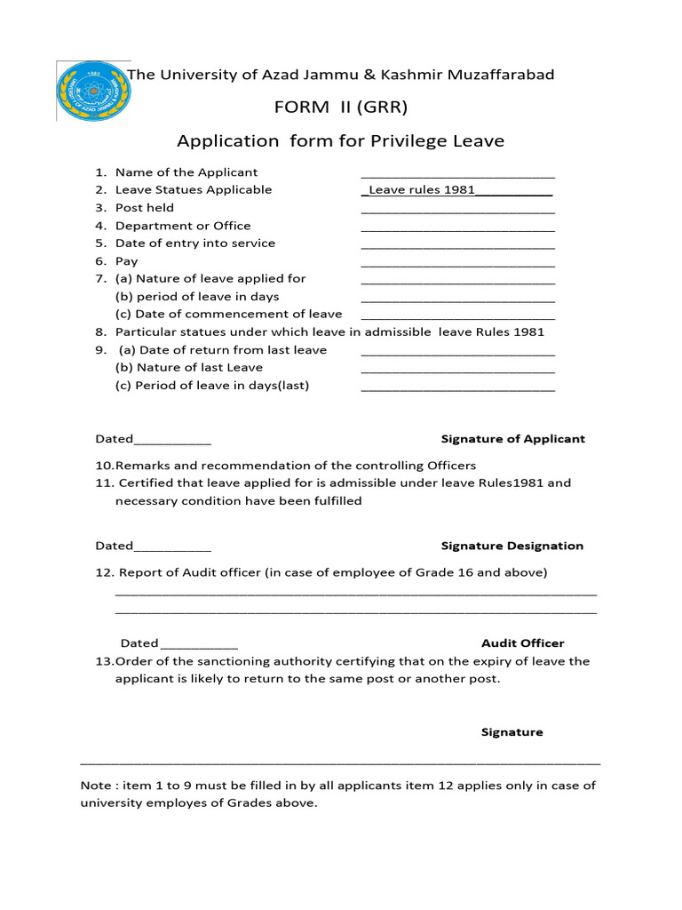 Application For Privilege Leave | PDF