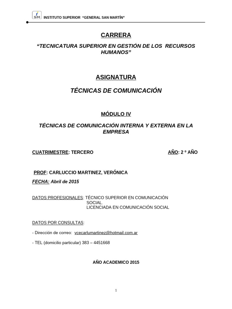 MODULO CUATRO-ISM-TECNICAS DE COMUNICACION | PDF | Comunicación | Información