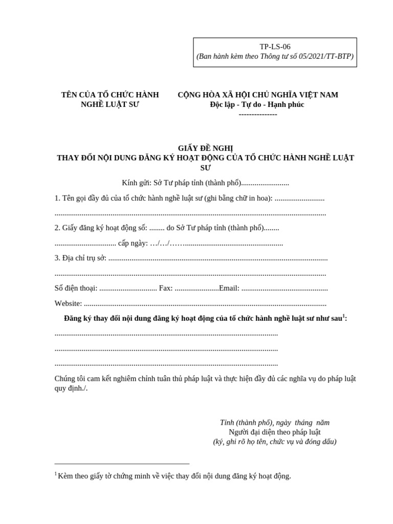 Mẫu TP-LS-06-05-2021-TT-BTP | PDF