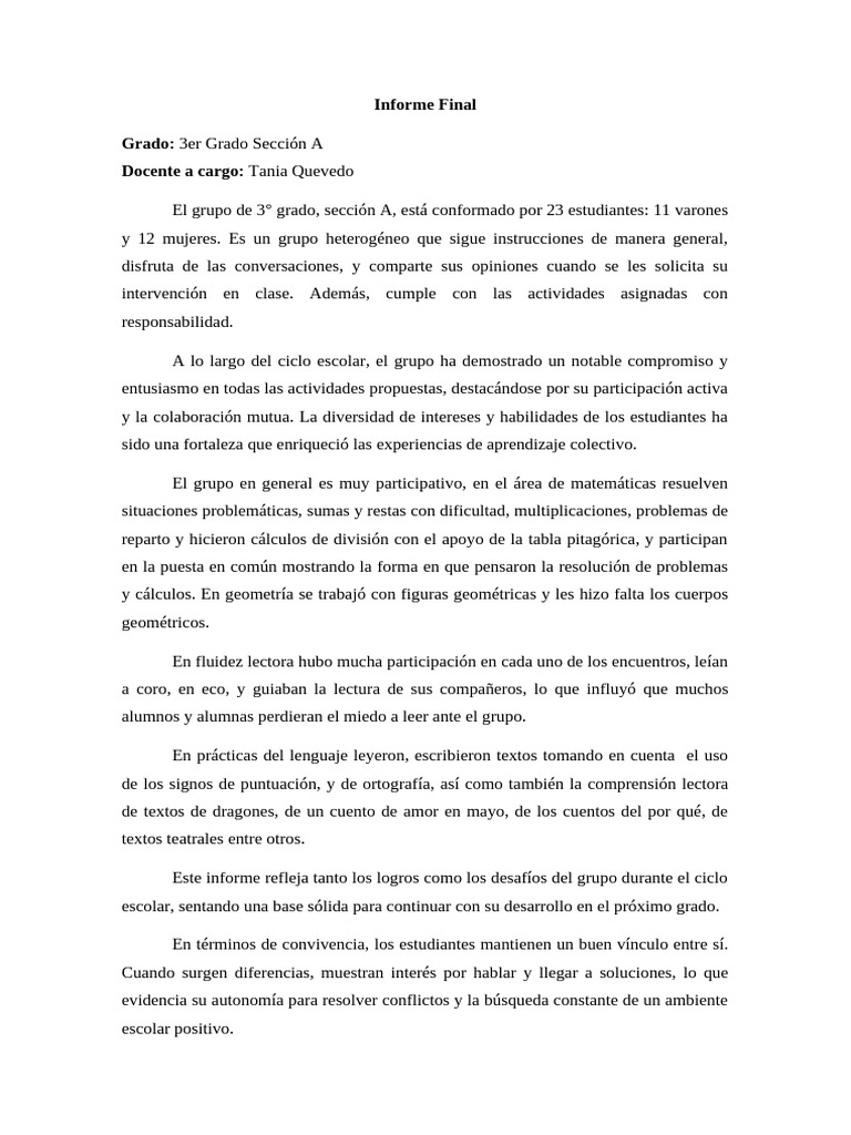 Informe Final 3A AJUSTADO | PDF | Aprendizaje | Modificación de ...