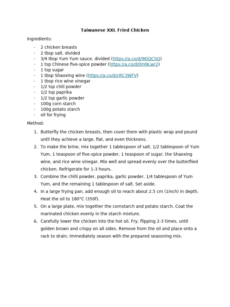 Taiwanese XXL Fried Chicken | PDF