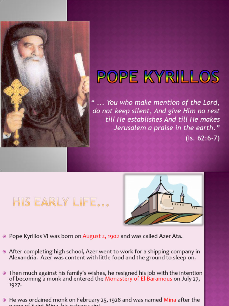 Pope Kyrillos VI: A Life of Prayer and Miracles | PDF | Prayer | Mary ...