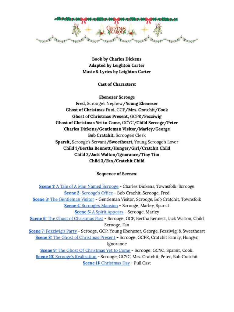 A Christmas Carol Script | PDF | Ebenezer Scrooge | Works Based On A ...