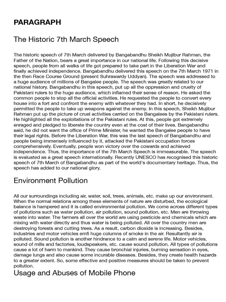 Importance of 7th March Speech | PDF | Rail Transport | Pollution