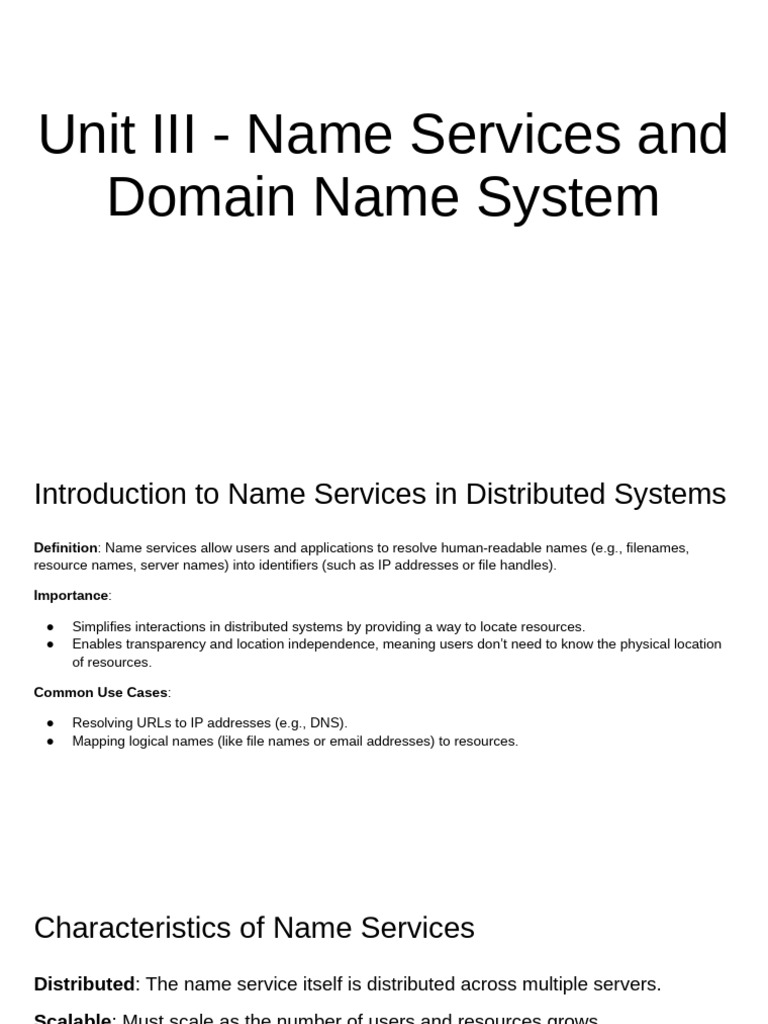 Unit III - Name Services and Domain Name System | PDF | Domain Name System | Domain Name