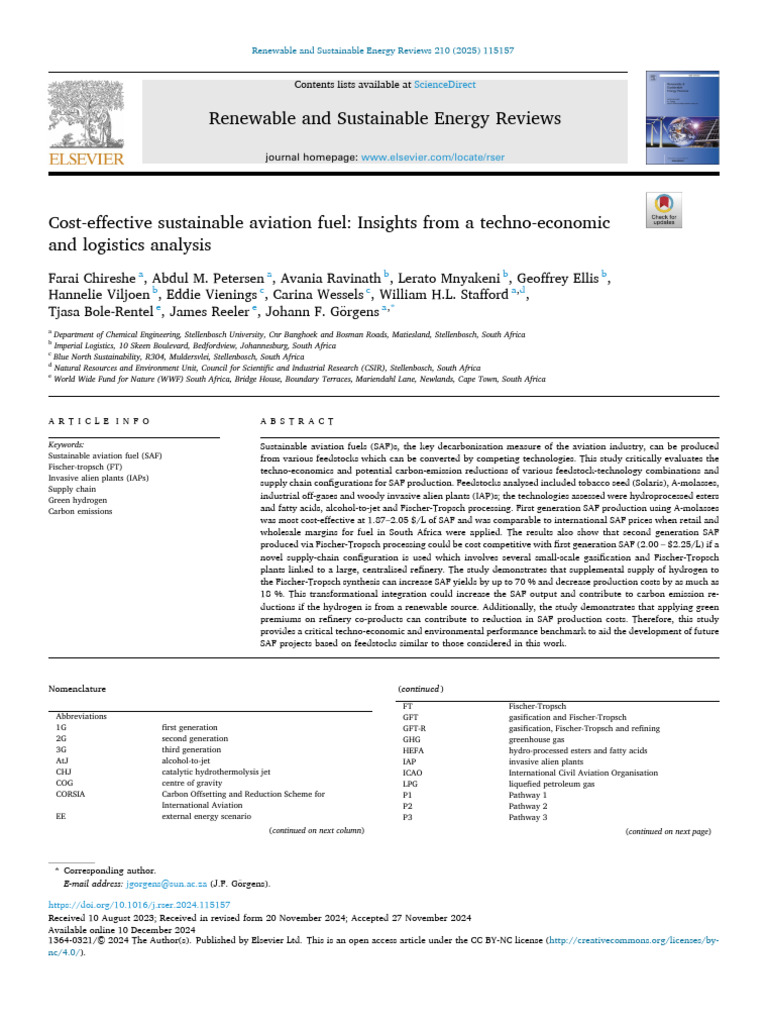 Cost-Effective Sustainable Aviation Fuel - Insights From A Techno-Economic and Logistics ...