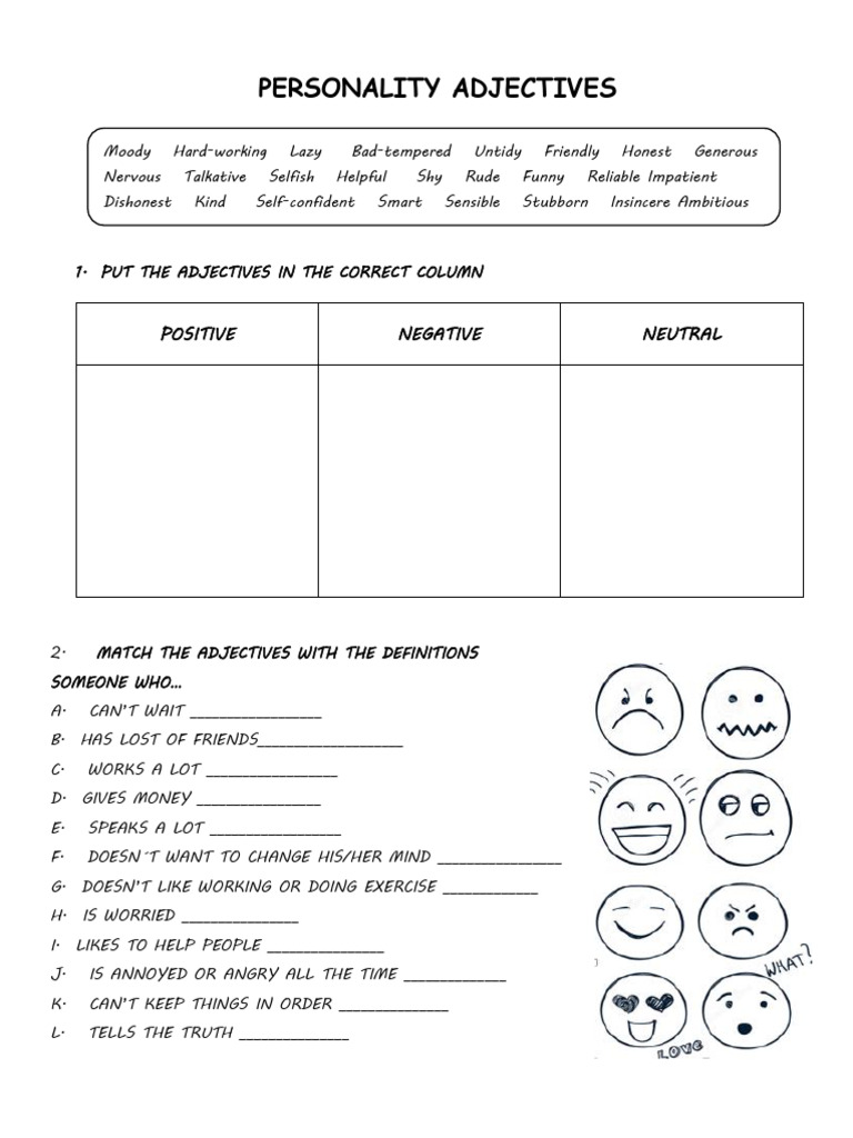 PERSONALITY ADJECTIVES | PDF