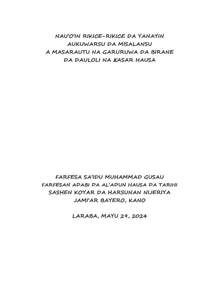 Rkice-Rikice Sarakuna 114201 | PDF