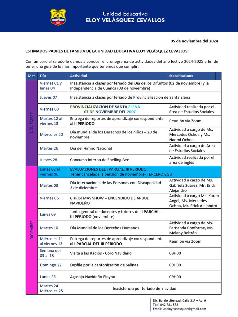 2024-Evc-Cronograma Tercer Periodo | PDF