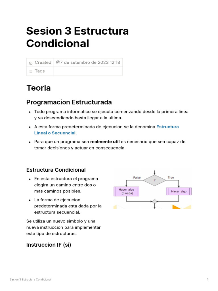 Sesion 3 Estructura Condicional | PDF | Desarrollo de software ...