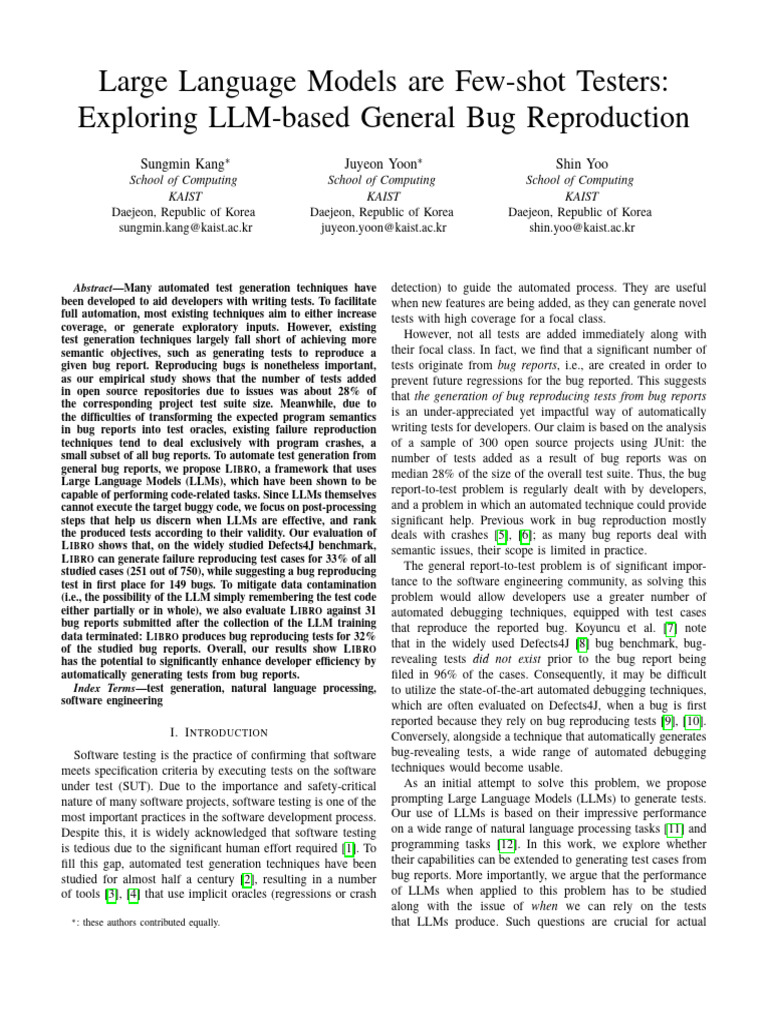 LLMs for Automated Bug Reproduction | PDF | Software Bug | Software Testing