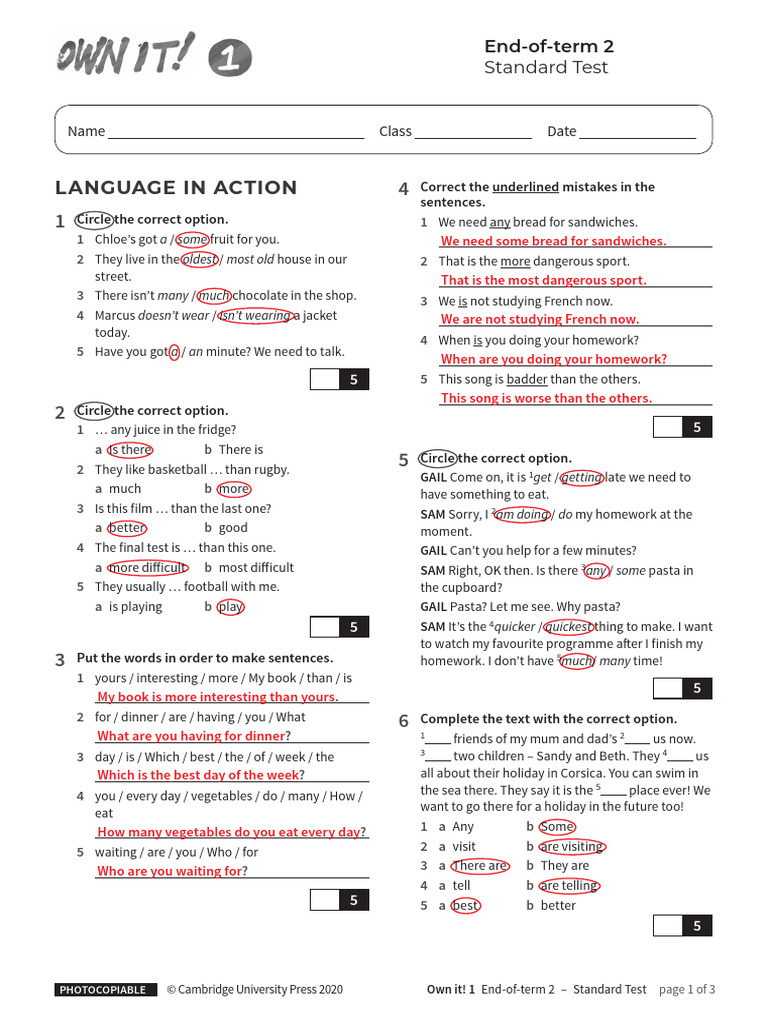 End-of-Term 2 Standard Test for Students | PDF | Foods