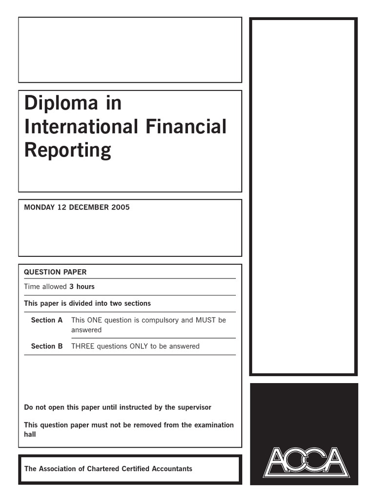 Diploma in International Financial Reporting Exam | PDF | Depreciation ...