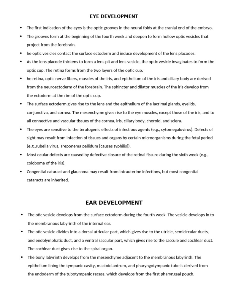 Eye and Ear Development in Embryology | PDF | Ear | Anatomy