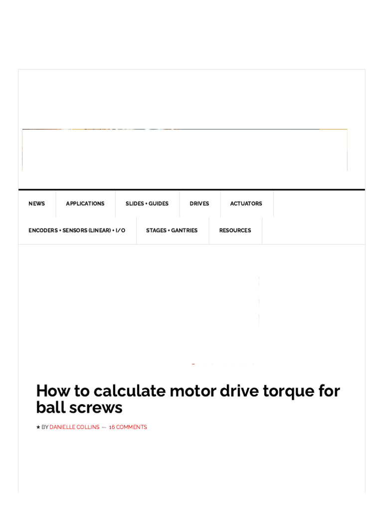 How To Calculate Motor Drive Torque For Ball Screws | PDF | Torque ...